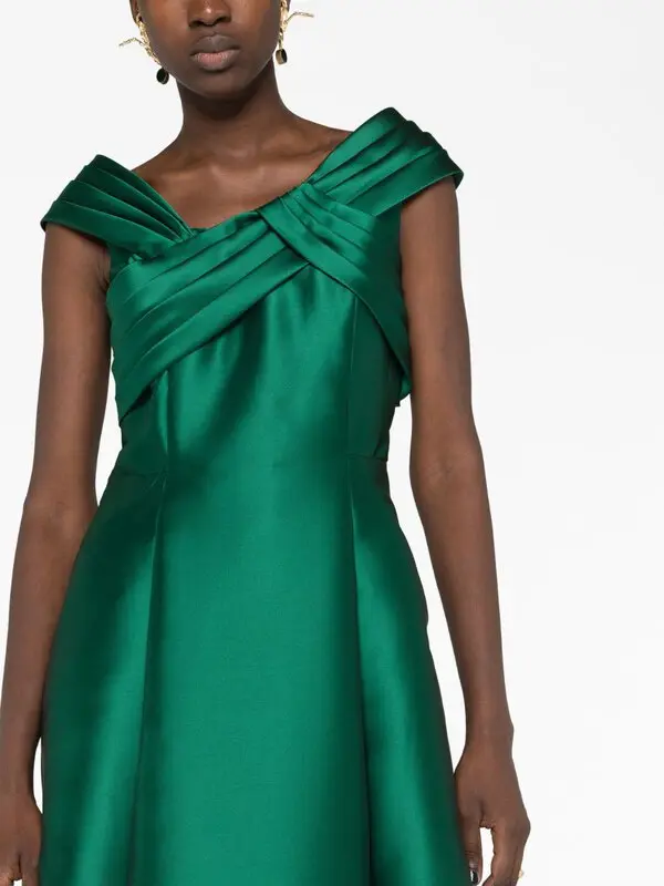 Alberta Ferretti Pleat-detail Asymmetric Gown - Green