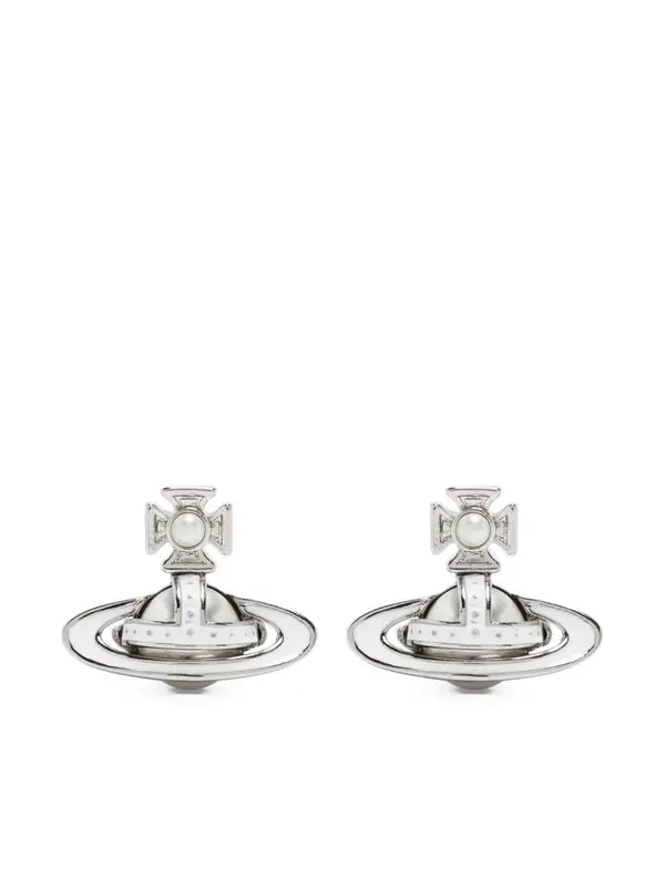 VIVIENNE WESTWOOD Orb-plaque Pearl-embellished Earrings - Silver
