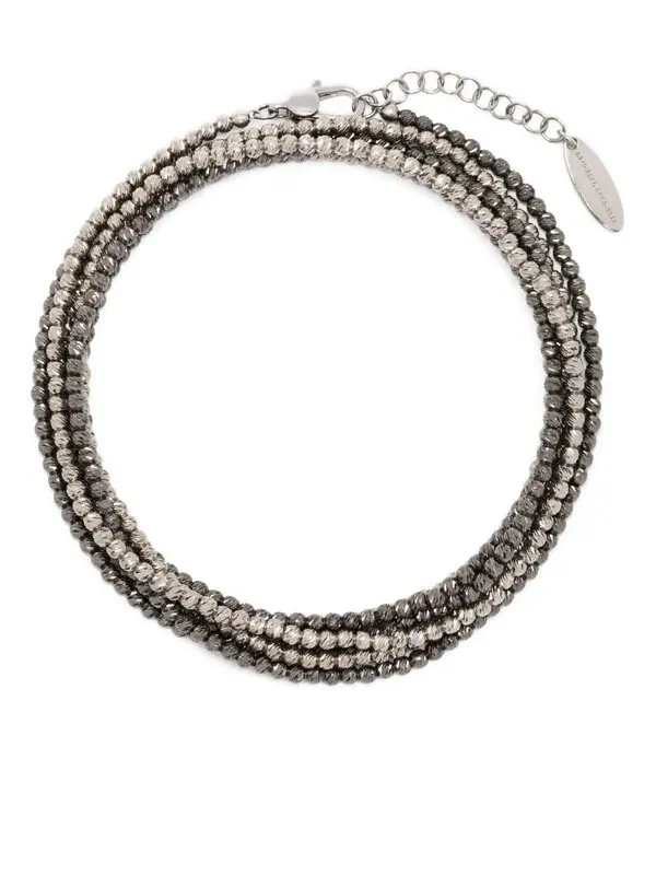 Brunello Cucinelli Bead-embellished Bracelet Set - Grey