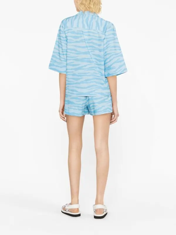 GANNI Zebra-print Organic-cotton Shirt