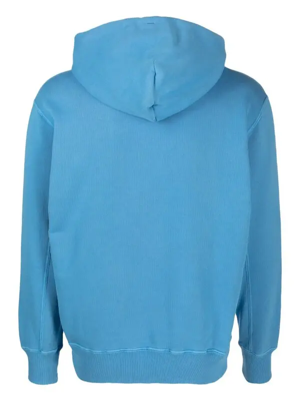 AUTRY Logo Patch Cotton Drawstring Hoodie - Blue