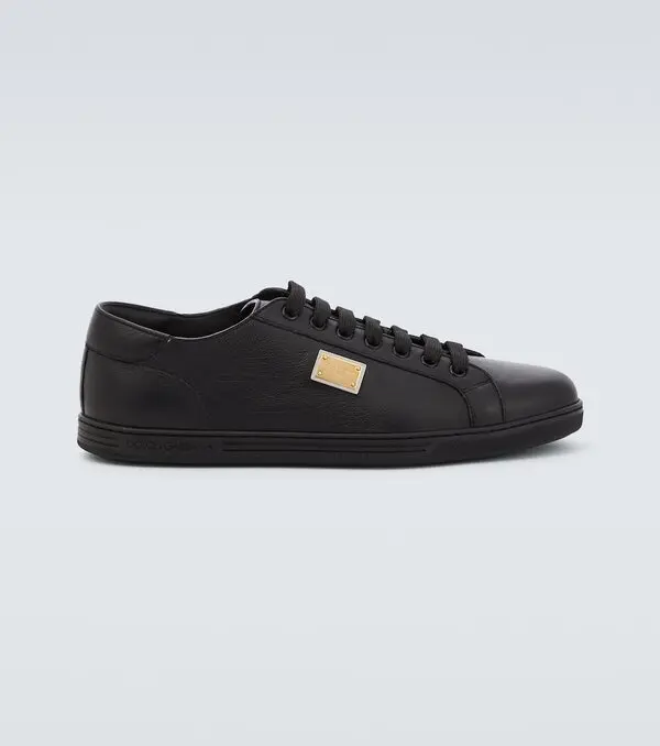 Dolce & Gabbana Saint Tropez Leather Sneakers - Black