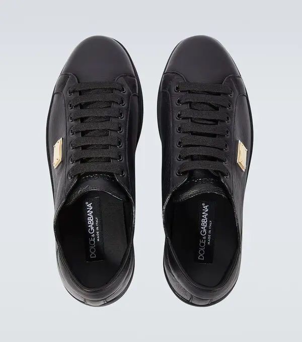 Dolce & Gabbana Saint Tropez Leather Sneakers - Black