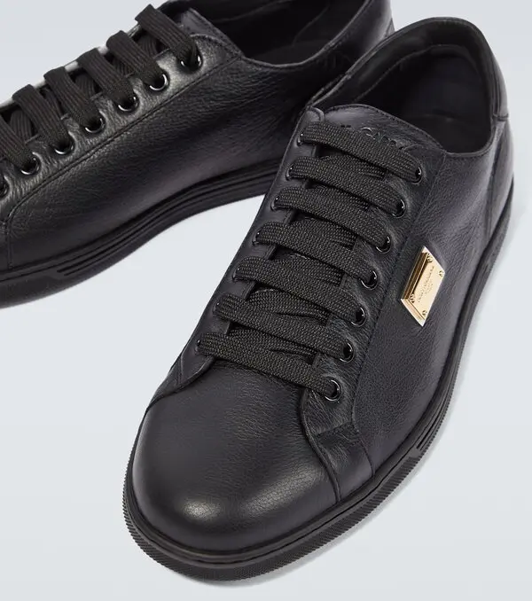 Dolce & Gabbana Saint Tropez Leather Sneakers - Black