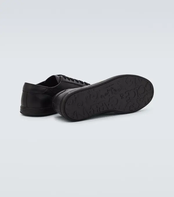 Dolce & Gabbana Saint Tropez Leather Sneakers - Black