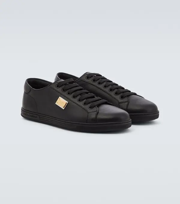 Dolce & Gabbana Saint Tropez Leather Sneakers - Black