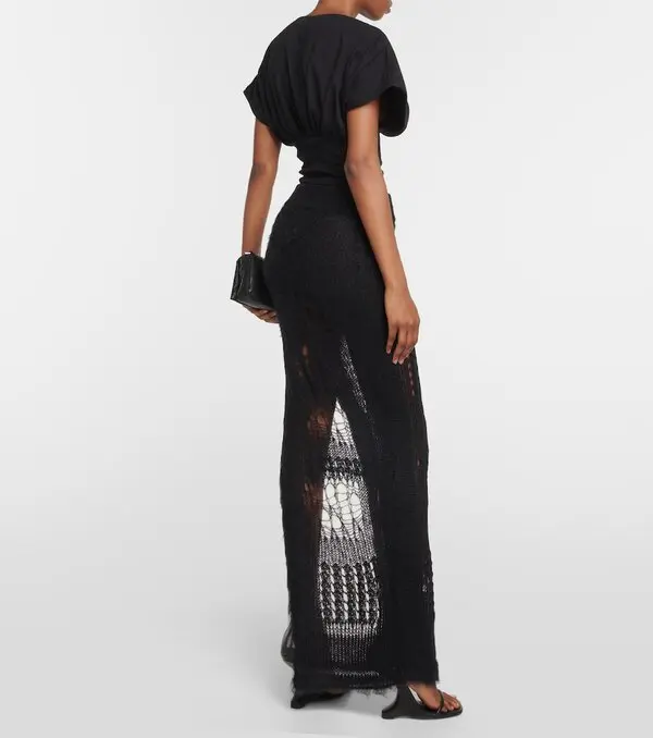 Rick Owens Distressed Mohair-blend Maxi Skirt