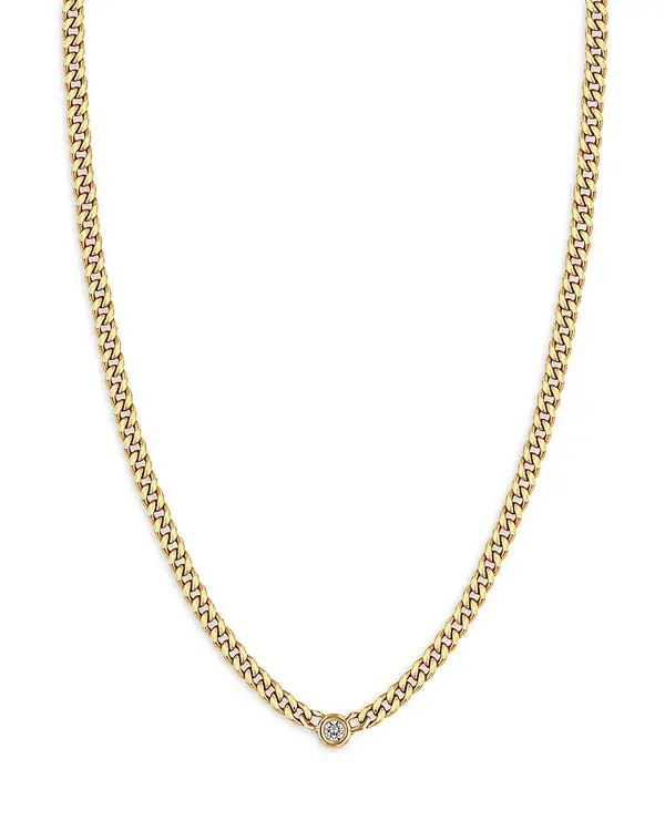 Zoe Chicco 14k Yellow Floating Diamond Curb Chain Necklace - Gold