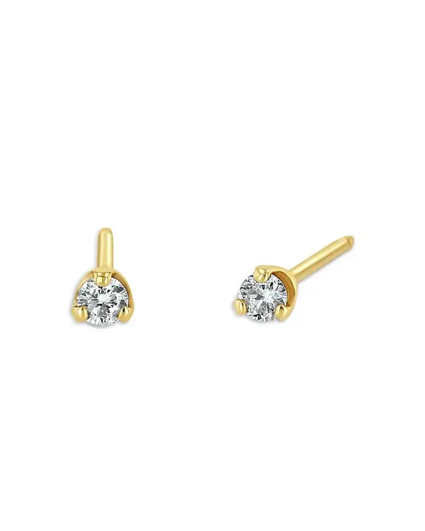 Zoe Chicco 14k Yellow Gold Diamond Stud Earrings - White/gold