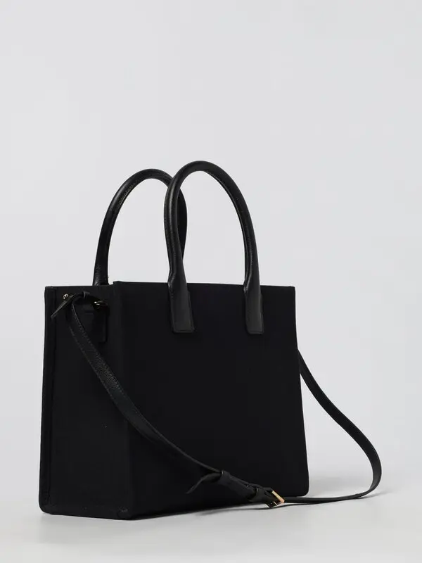 Versace La Medusa Cotton Canvas And Leather Bag - Black