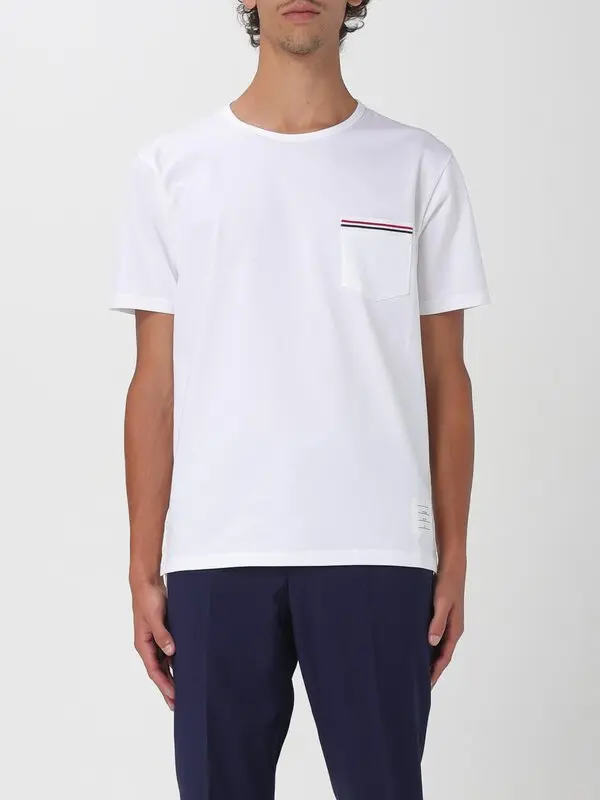 Thom Browne 4-bar Cotton T-shirt With Patch Pocket - White