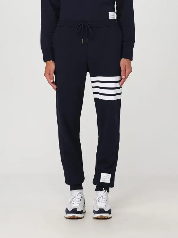 Thom Browne Jogger Pants With Signature Stripes - Blue