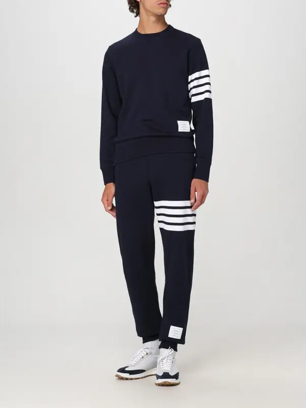Thom Browne Jogger Pants With Signature Stripes - Blue