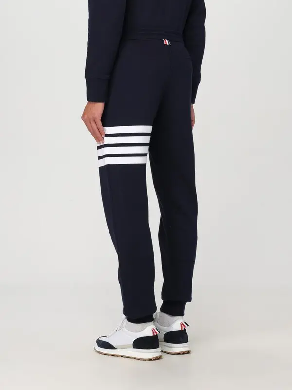 Thom Browne Jogger Pants With Signature Stripes - Blue