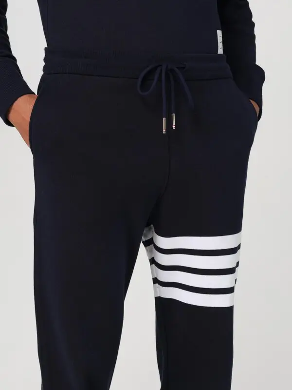 Thom Browne Jogger Pants With Signature Stripes - Blue