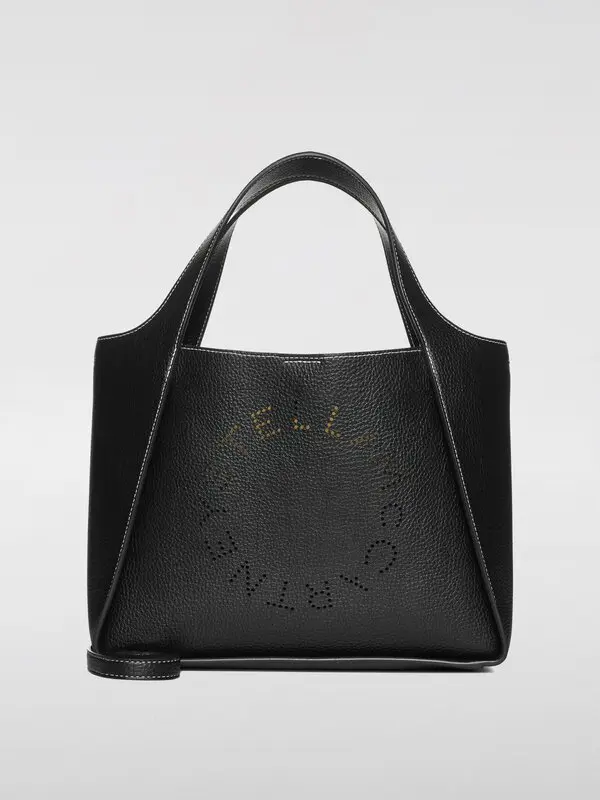 Stella McCartney Faux Leather Handbag With Perforated Logo - Black