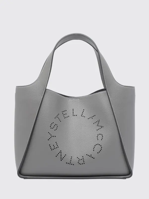 Stella McCartney Faux Leather Handbag With Perforated Logo And Pouch - Grey