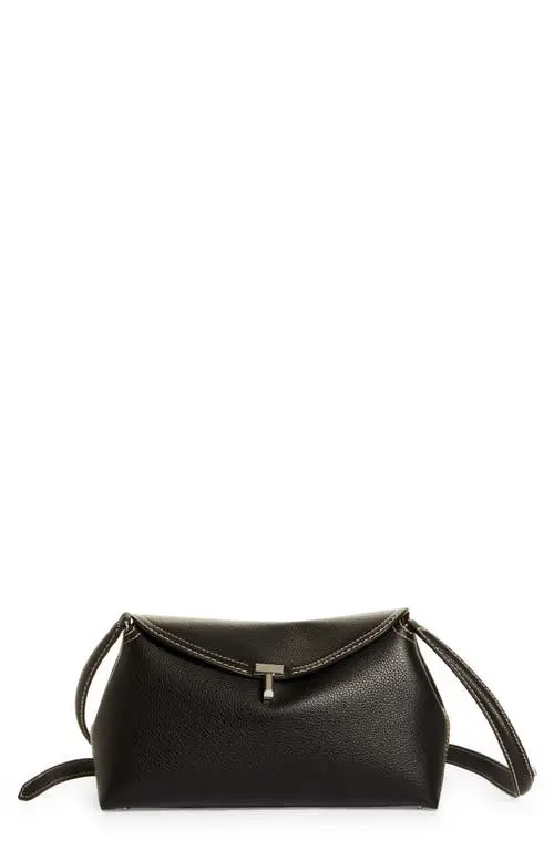 TOTEME T-lock Leather Clutch - Black Grain