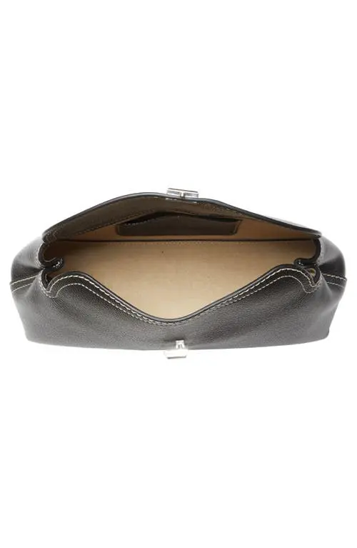 TOTEME T-lock Leather Clutch - Black Grain
