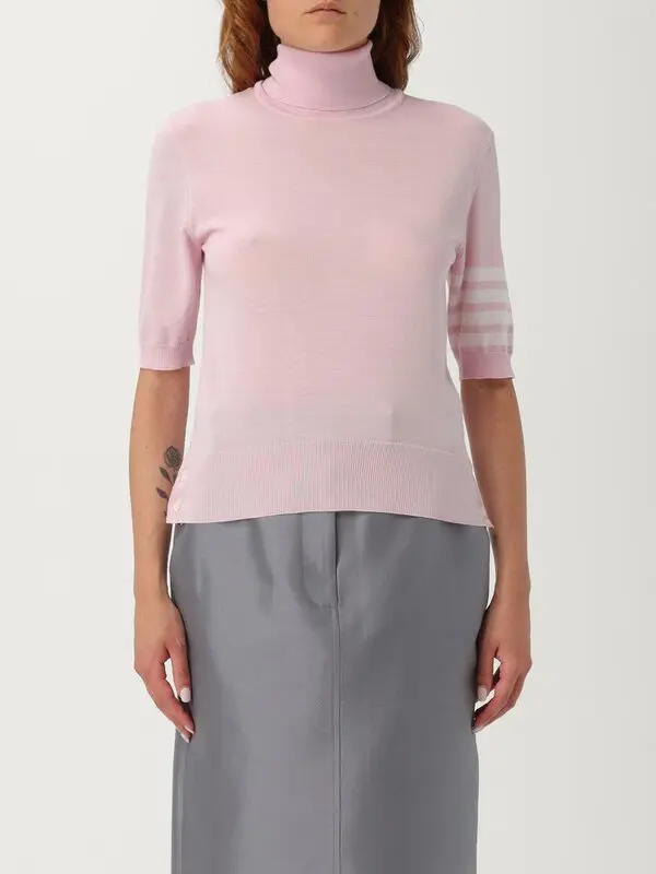 Thom Browne Merino Wool Sweater With 4-bar Stripe - Pink