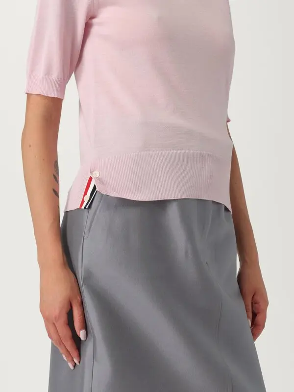Thom Browne Merino Wool Sweater With 4-bar Stripe - Pink