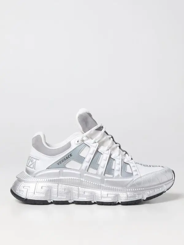 Versace Trigreca Sneakers In Fabric And Leather