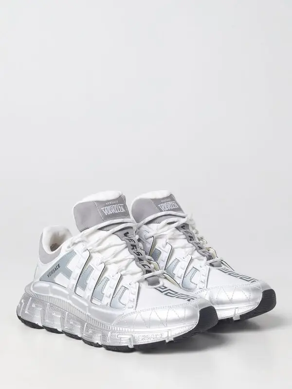 Versace Trigreca Sneakers In Fabric And Leather