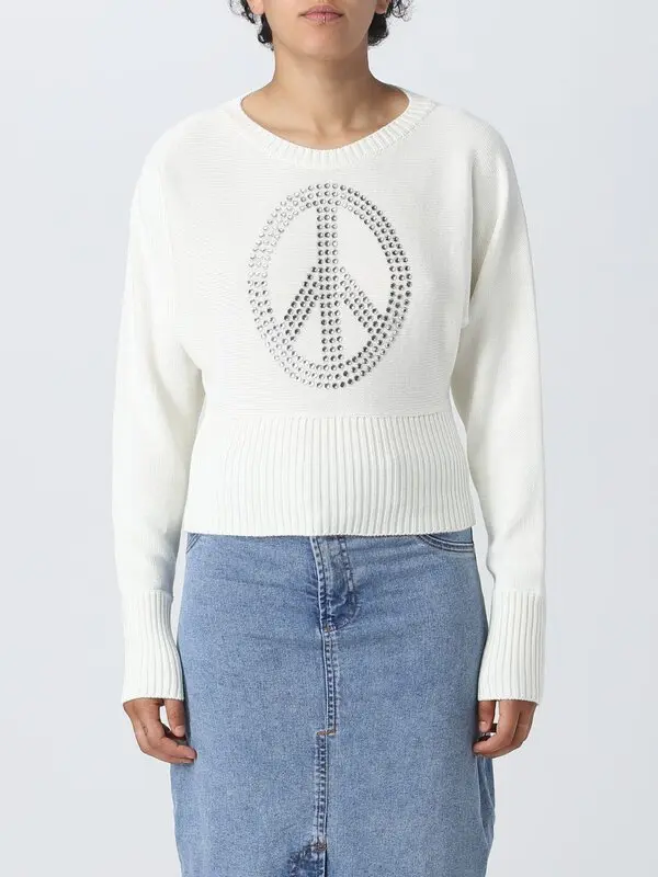 Moschino Embellished Peace Sign Sweater - White