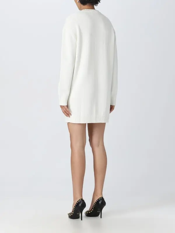 Moschino Embellished Peace Sign Sweater Dress - White