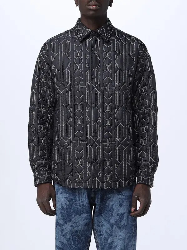 Palm Angels Overshirt In Quilted Nylon - Black