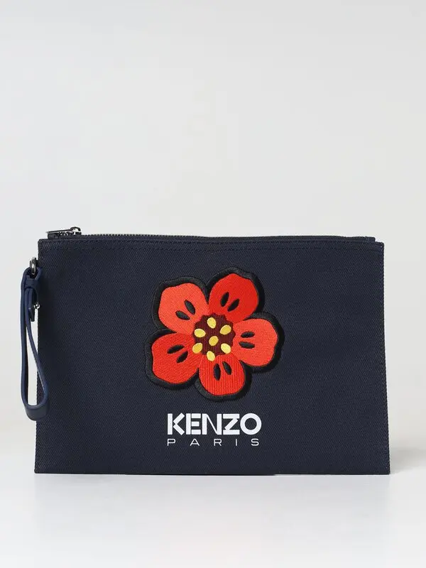 Kenzo Canvas Clutch With Logo - Blue