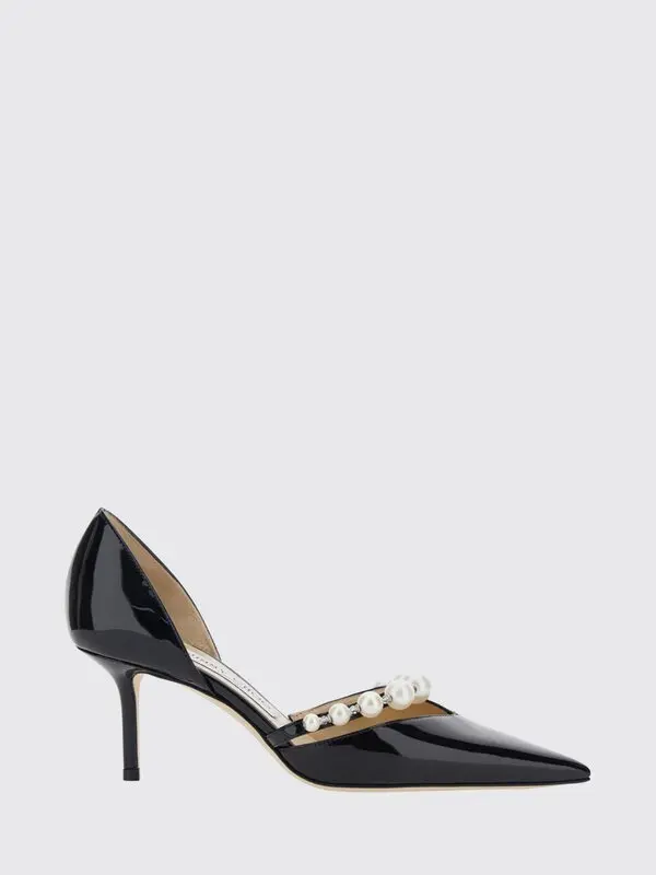 JIMMY CHOO Aurelie Patent Leather Pumps With Pearls And Stiletto Heel - Black