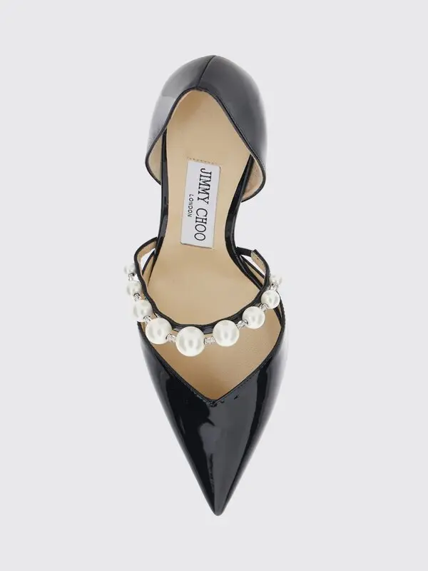JIMMY CHOO Aurelie Patent Leather Pumps With Pearls And Stiletto Heel - Black