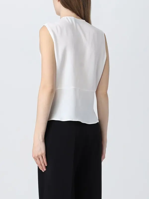 Pinko Sleeveless V-neck Draped Top - White