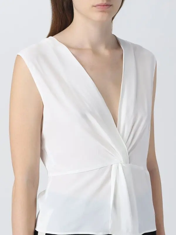 Pinko Sleeveless V-neck Draped Top - White