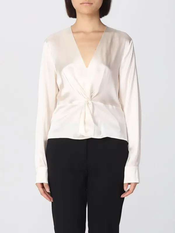 Pinko Long Sleeve V-neck Knot Detail Blouse - Pink