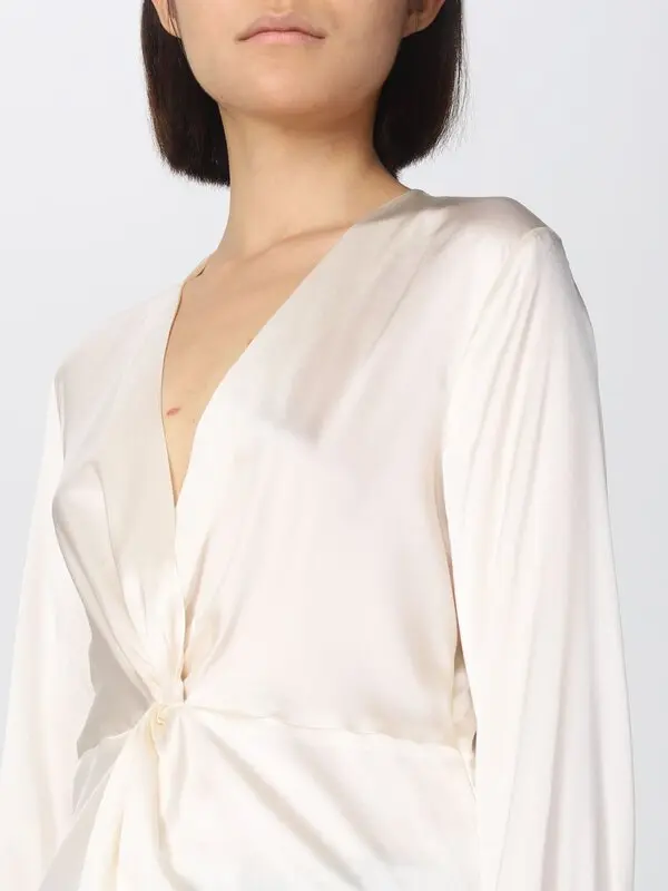 Pinko Long Sleeve V-neck Knot Detail Blouse - Pink