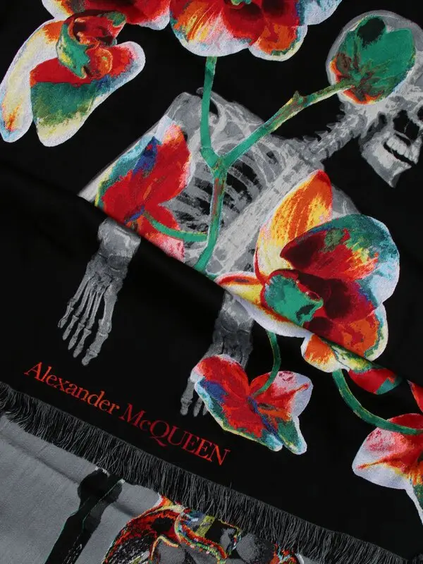 Alexander McQueen Orchid Scarf In Inlaid Wool