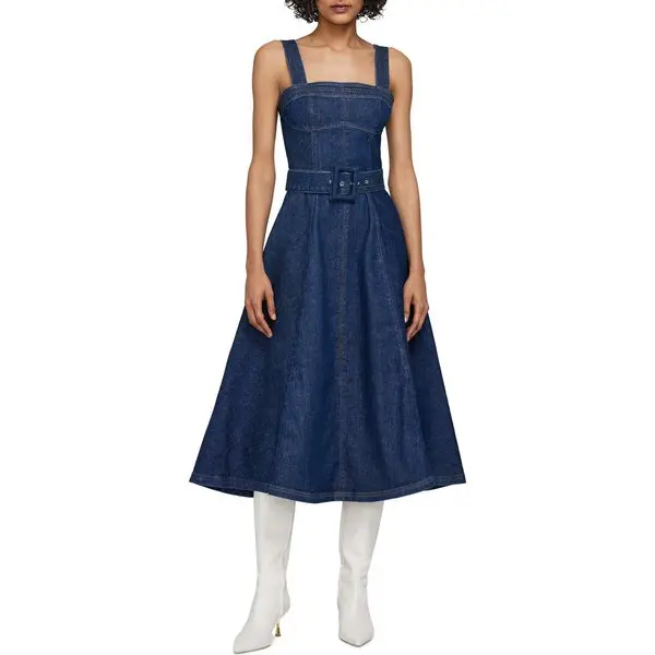 white christmas dresses CLARISSA DENIM MIDI DRESS – ROVE main image 1