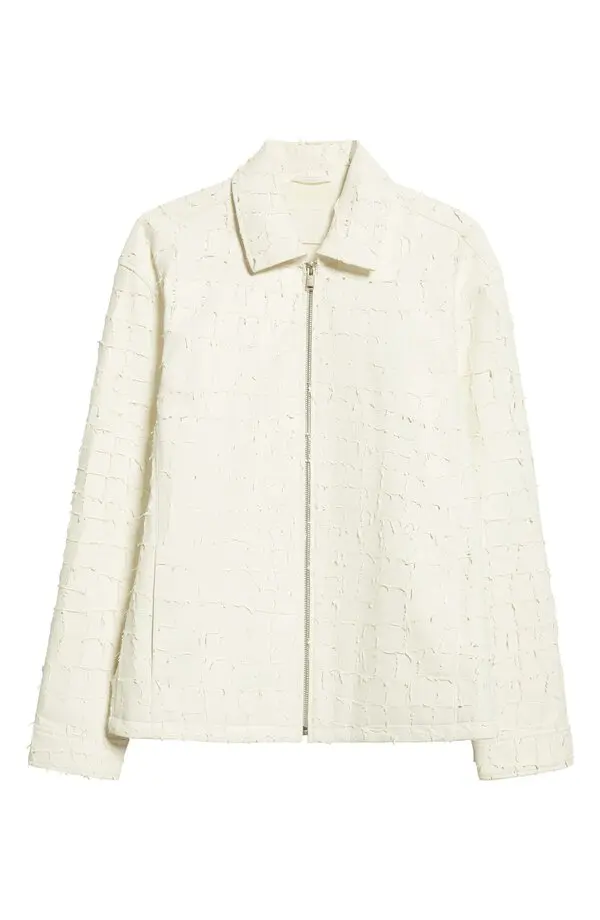 DION LEE Snakeskin Etched Lambskin Leather Jacket