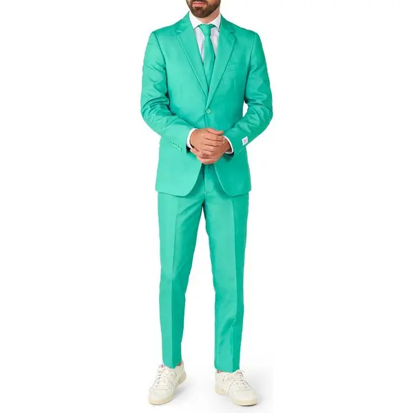 Opposuits Trendy Turquoise Slim Fit Two-piece Suit & Tie Set - Green