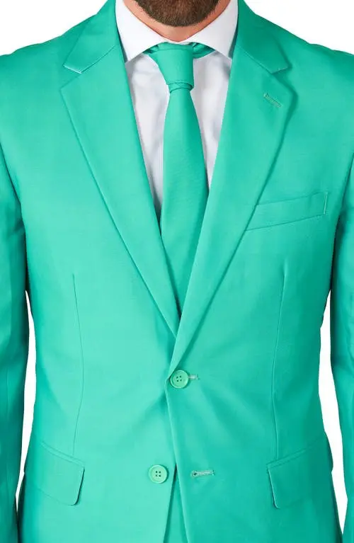 Opposuits Trendy Turquoise Slim Fit Two-piece Suit & Tie Set - Green