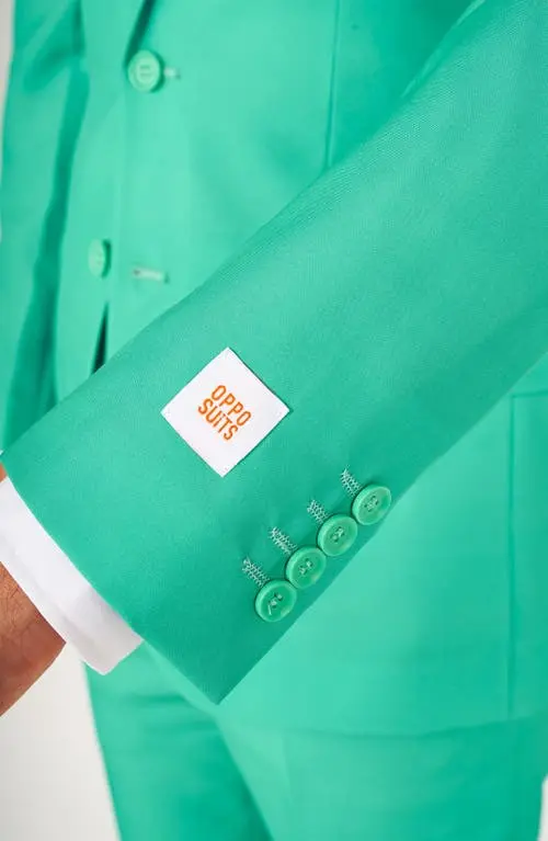 Opposuits Trendy Turquoise Slim Fit Two-piece Suit & Tie Set - Green