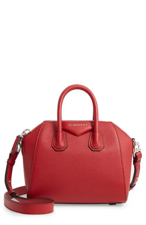 Givenchy Mini Antigona Sugar Leather Satchel - Vermillion
