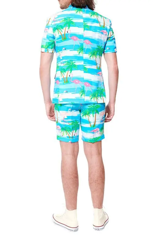 Opposuits Flamingo Print Trim Fit Short Suit With Tie