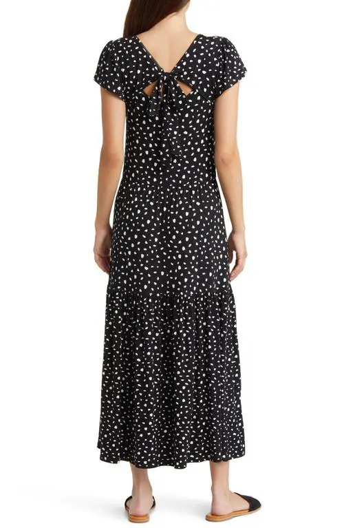 Loveappella Tiered Tie Back Midi Dress