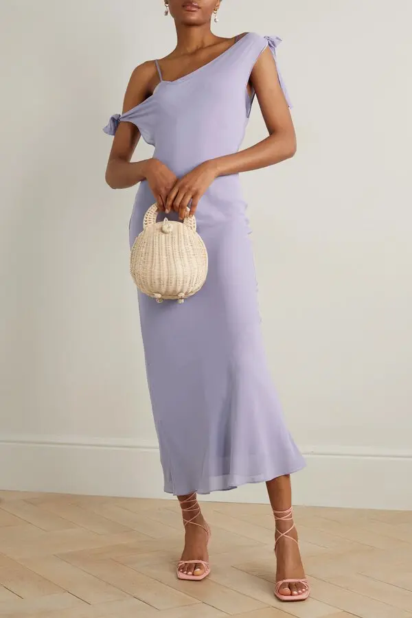 reformation purple dress Reformation Galatia Draped Georgette Maxi Dress In Purple - 50% Off