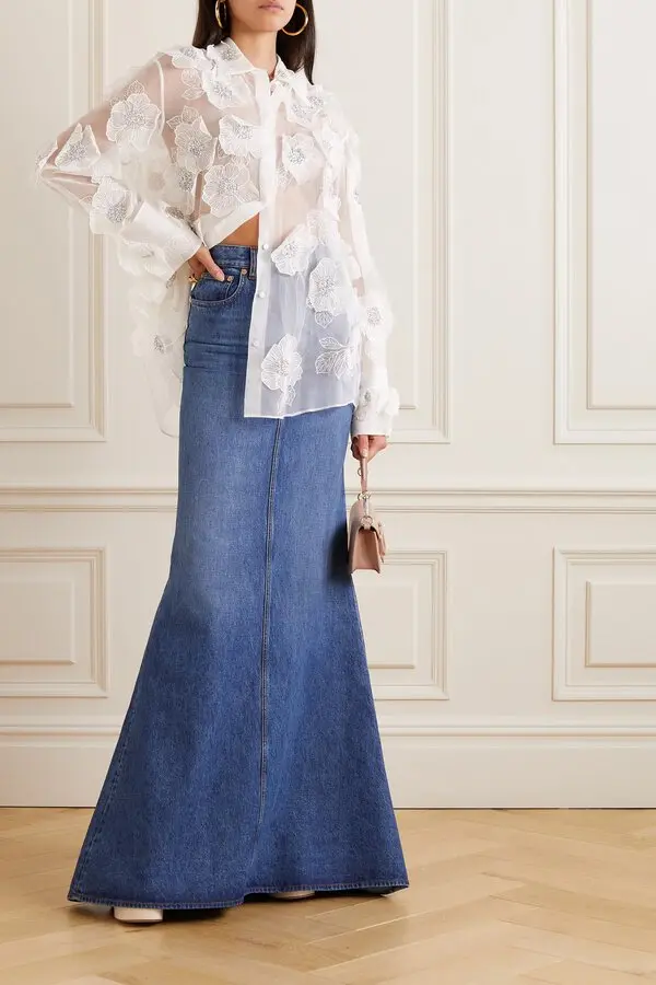 Valentino Garavani Sequin-trimmed Silk-organza Shirt