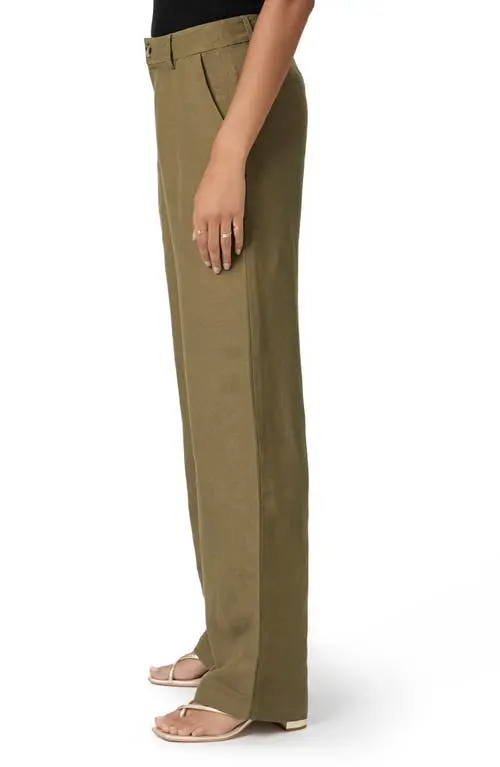 Paige Dallas Pleated High Waist Wide Leg Linen Blend Trousers