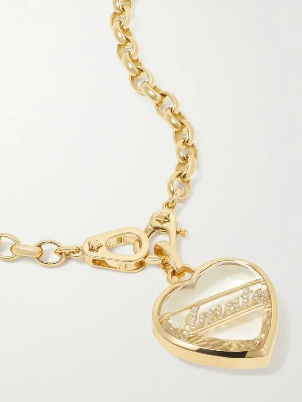 FOUNDRAE 18-karat Quartz And Diamond Heart Necklace - Gold
